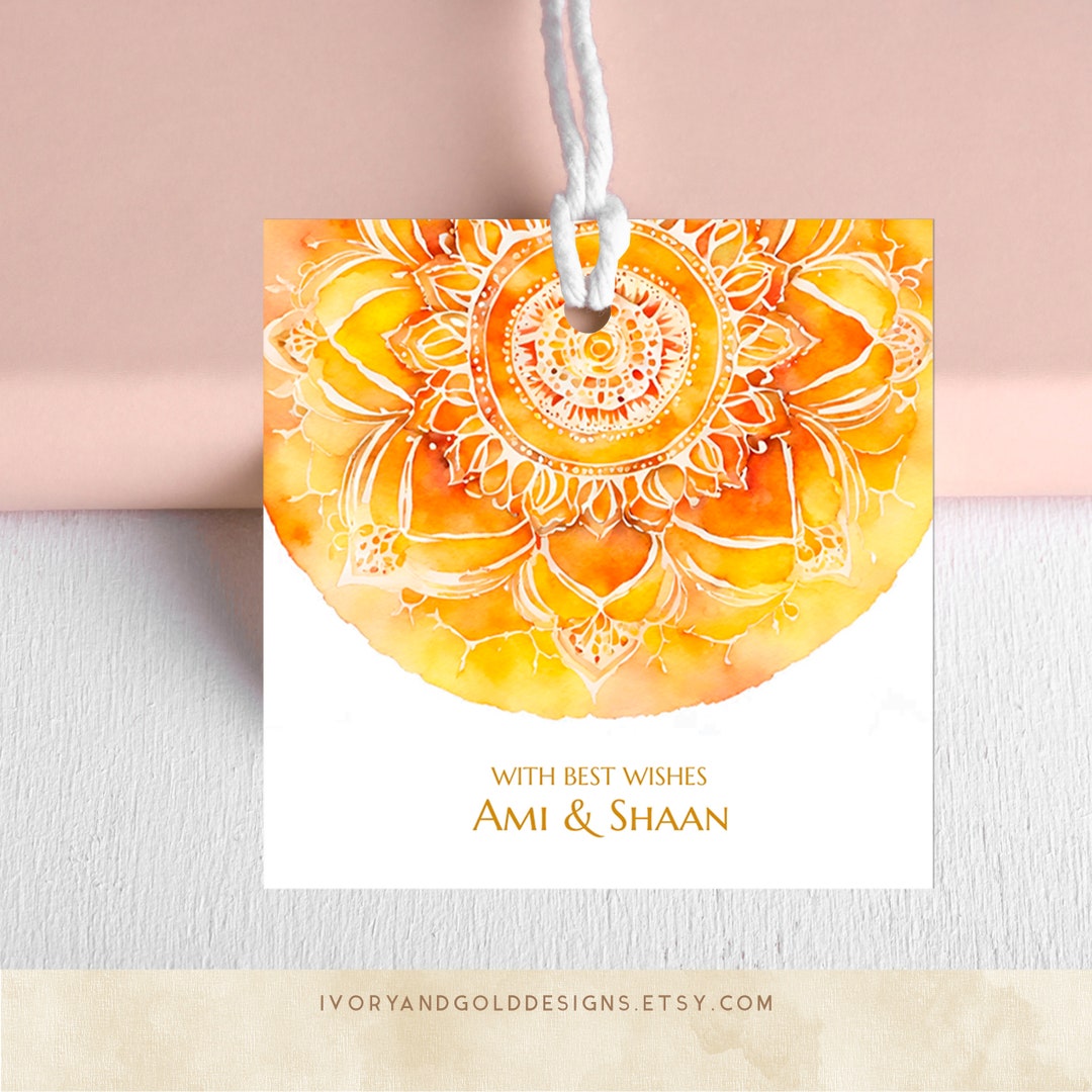 Rangoli Gift Tag goodie Bag Tag, Indian Return Gift Tag, Diwali Holi ...