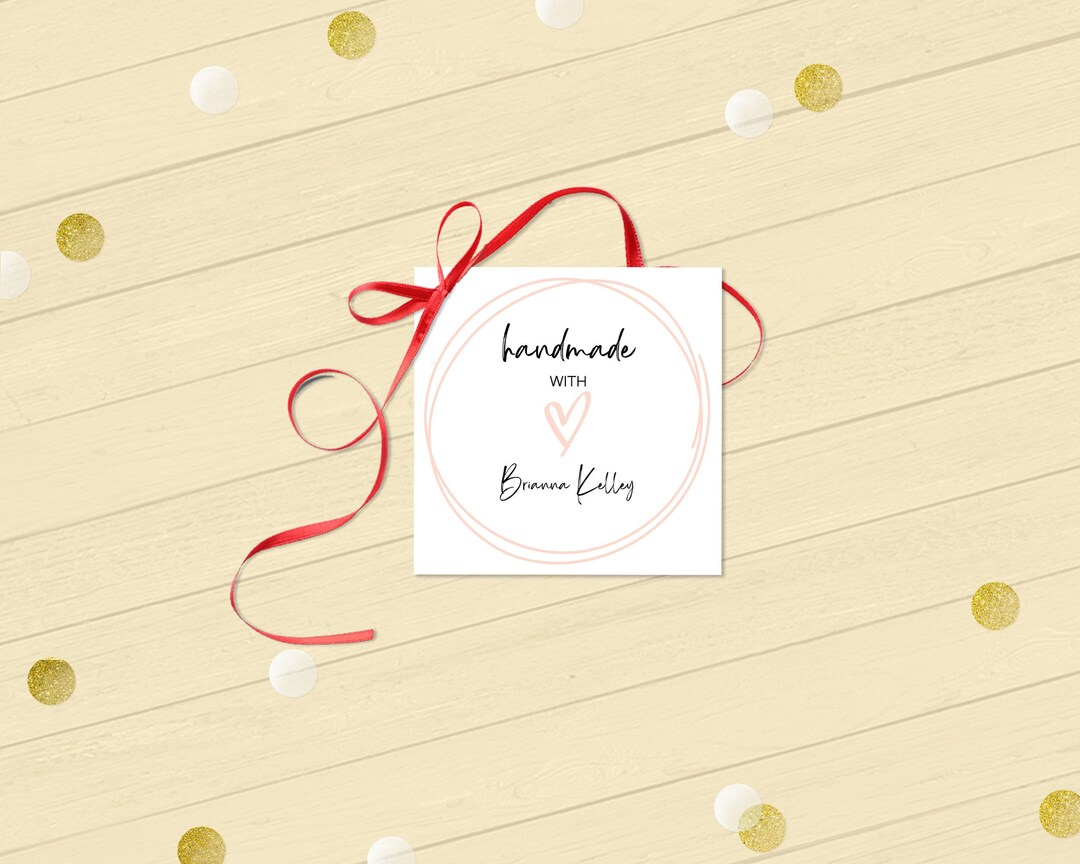 Handmade With Love Gift Tag, Printable Made With Love Label, Editable ...
