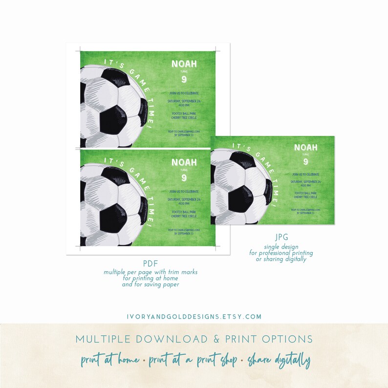 Editable Soccer Party Invitation Sport Birthday Invite Ball Game ...