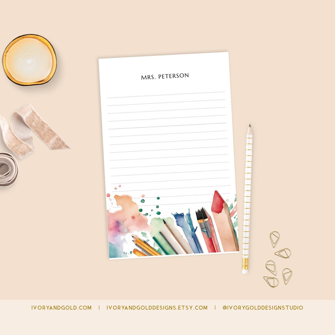 Personalized Artist Notepad - Teacher Notepad, Children Notepad ...