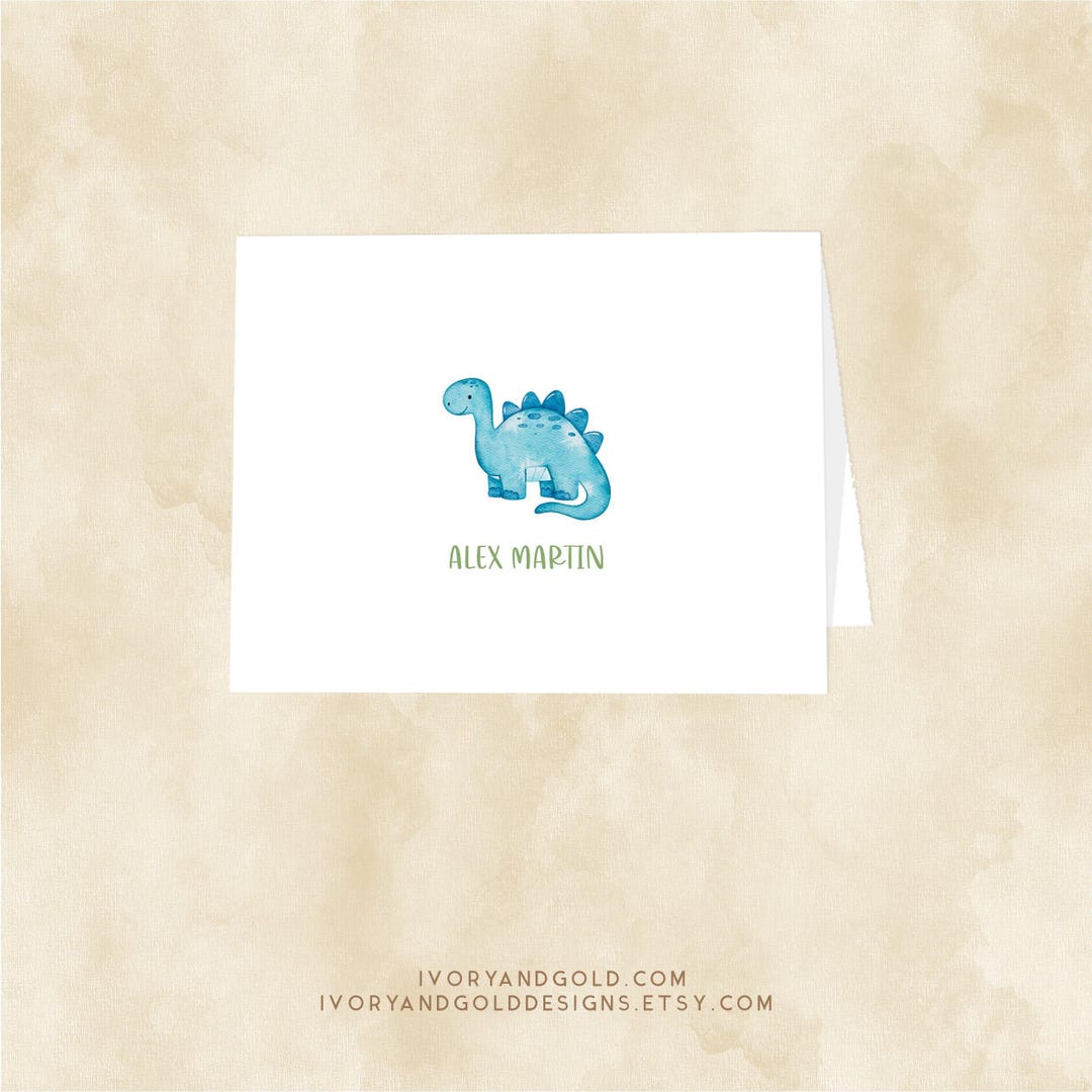Personalized Stationery for Kids - Dinosaur Note Cards, Dino Thank You ...