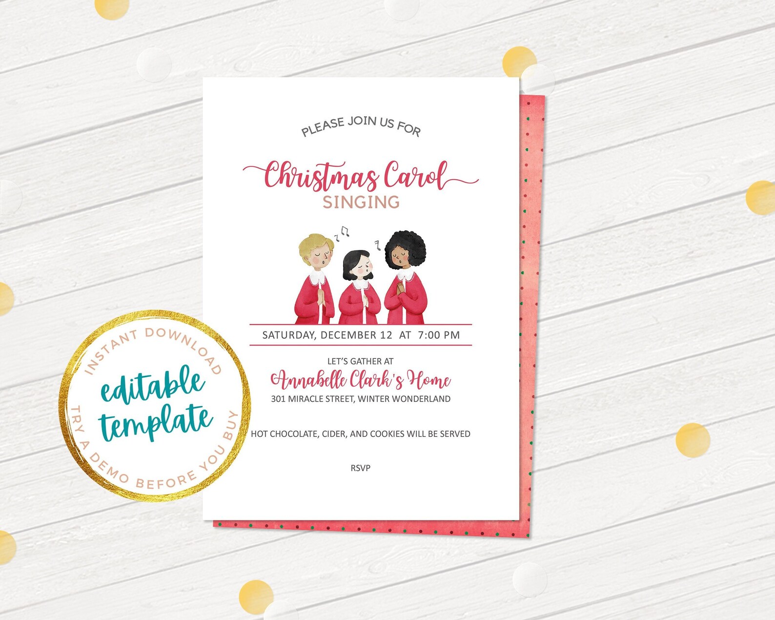 Christmas Carol Singing Invitation, Christmas Carol Party Invite ...