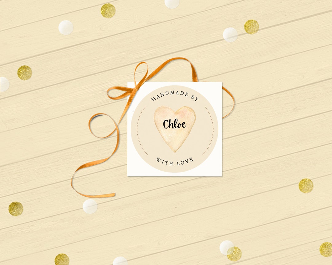 Editable Peach Heart Gift Tag: Printable Handmade Label (corjl Template ...