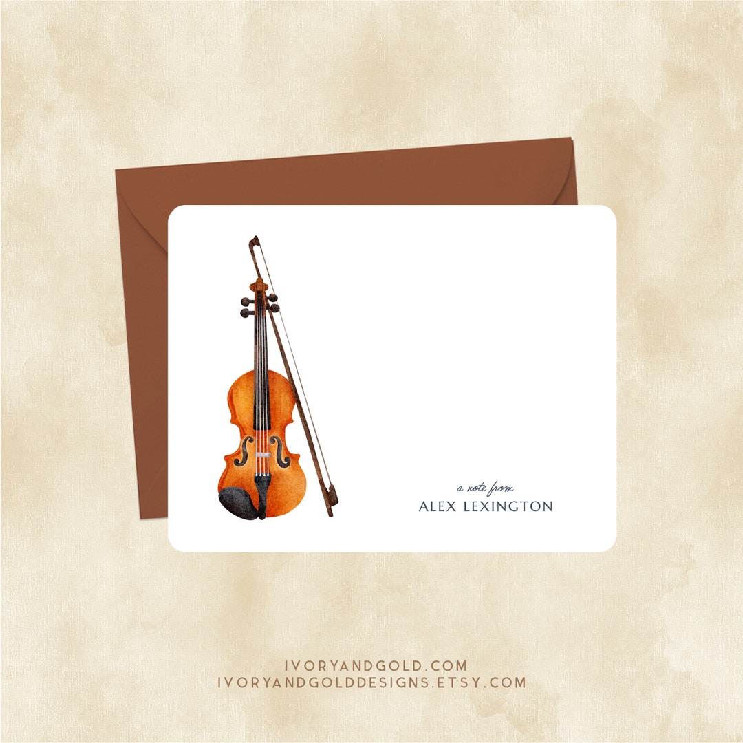 Personalized Music Stationery violin Note Card With Envelopes, Musician ...