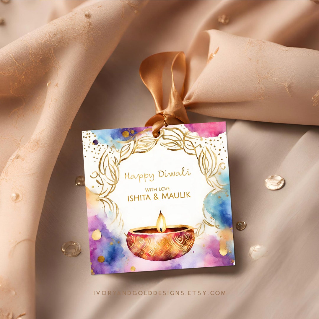 Indian Gift Tag | Housewarming Diwali Puja, Wedding Favor Bag Tag ...