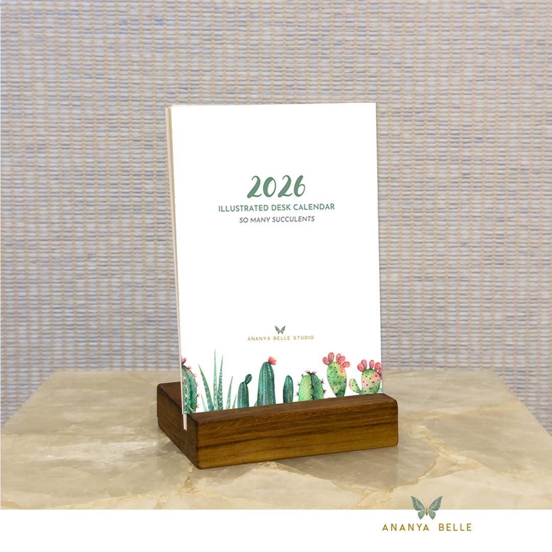 2026 Printable Succulents Desk Calendar: Watercolor Cactus | 8004 - Etsy
