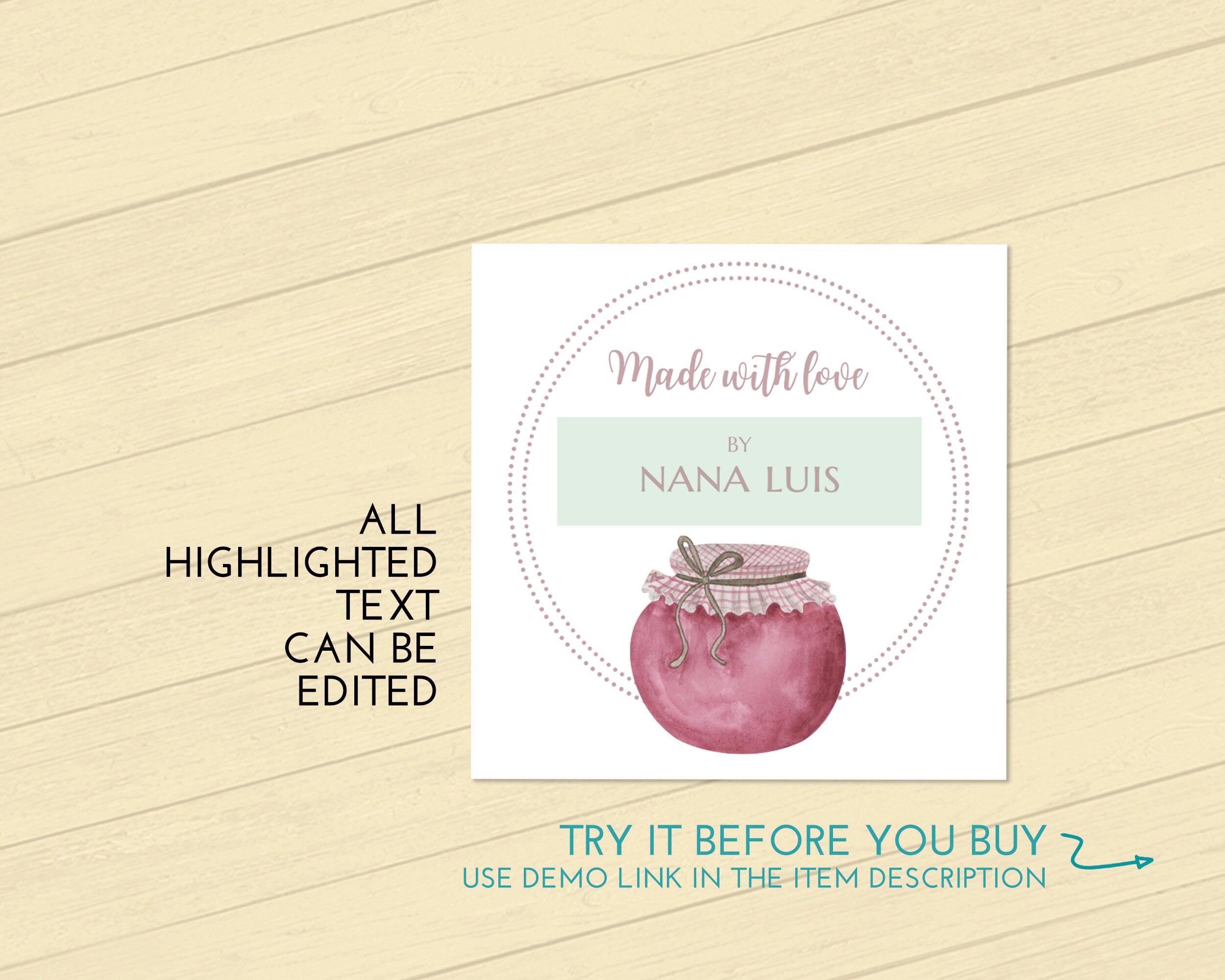 Homemade Jam Gift Tag, Fresh Jelly Label, Made With Love Label, Plum ...