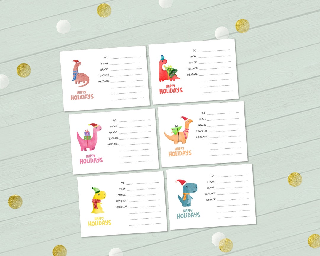 Dino Holiday Grams, Elementary School Xmas Grams, Happy Holidays Gram ...