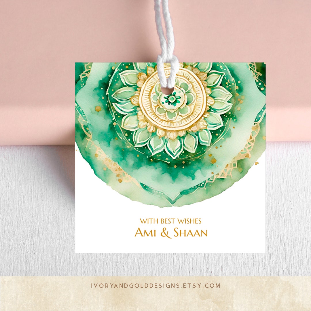 Mandala Gift Tag | Indian Return Gift Tag, Desi Wedding Thank You ...