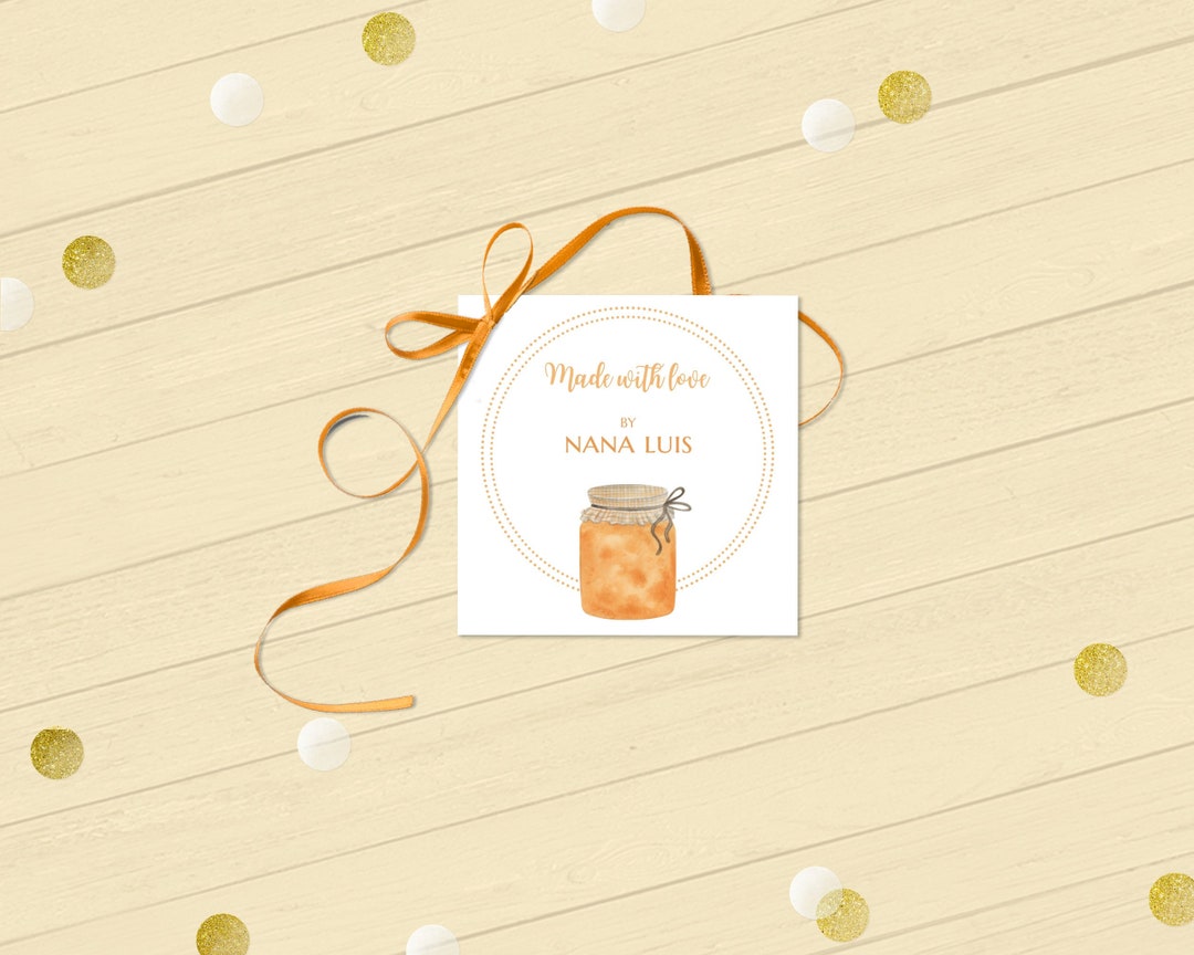 Homemade Peach Jam Gift Tag, Fresh Peach Jelly, Made With Love Label ...