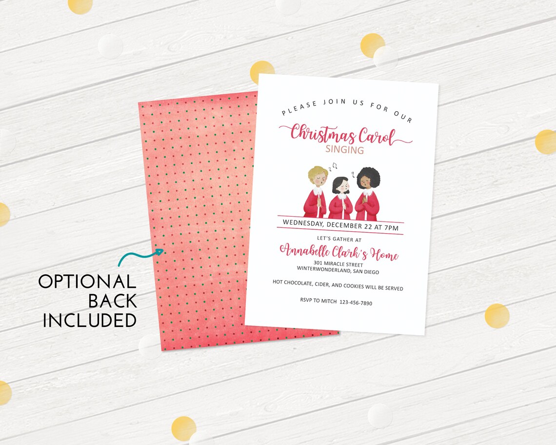 Christmas Carol Singing Invitation, Christmas Carol Party Invite ...