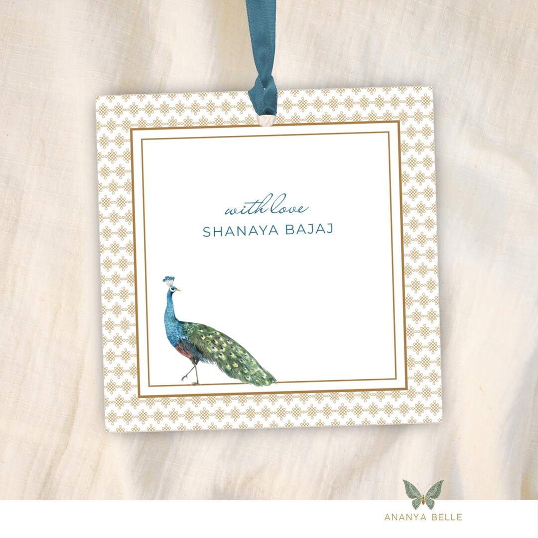 Custom Gift Tag: Printable Peacock Gift Card - Editable Canva Template ...