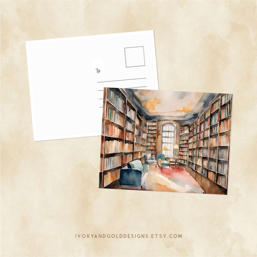 Library Postcards Stationery {personalized Customized Personal ...
