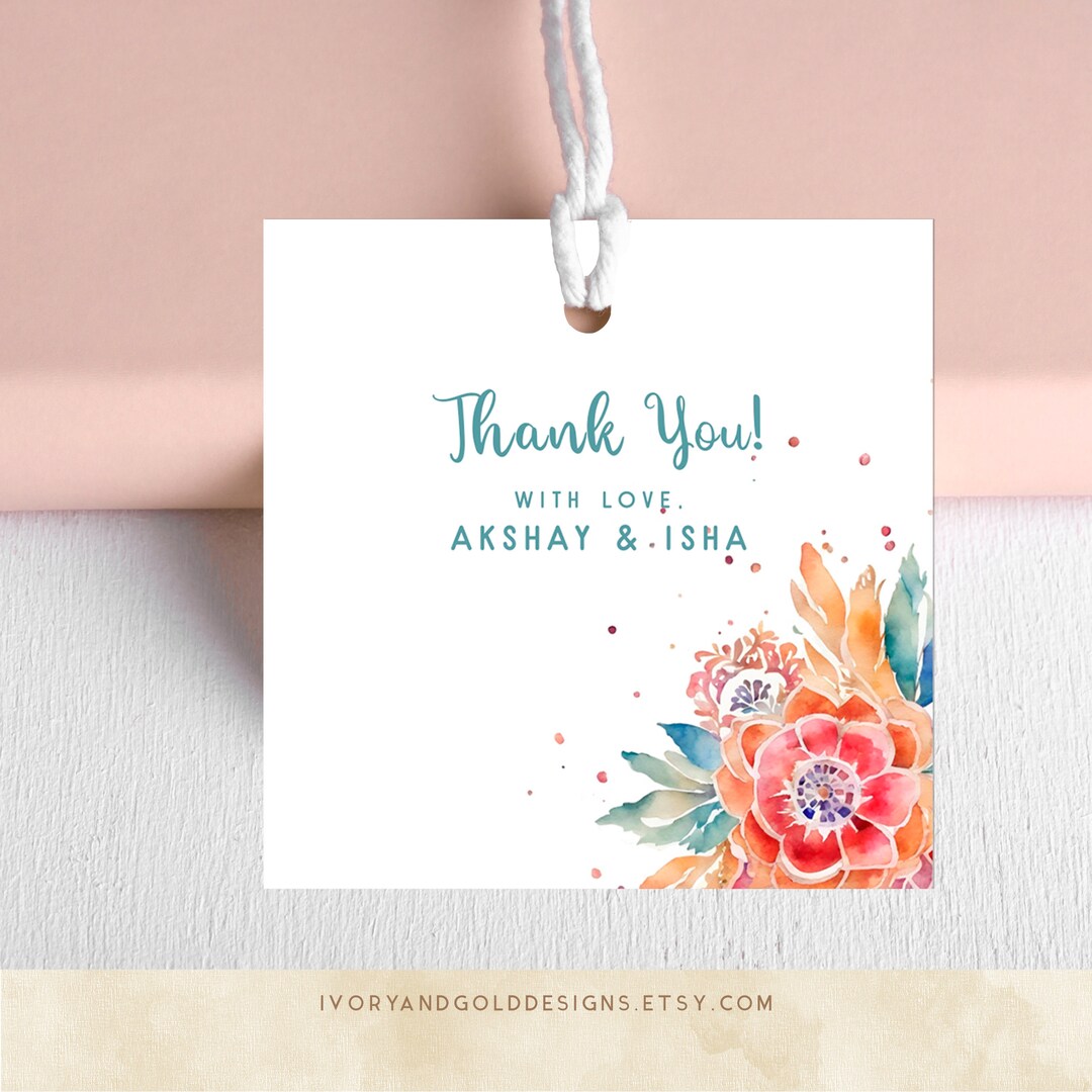 Indian Gift Tag | Return Gift Tag, Thank You Card, Desi Wedding Favor ...
