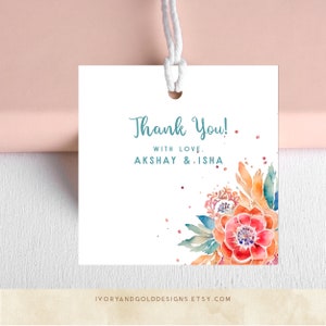 Indian Gift Tag | Return Gift Tag, Thank You Card, Desi Wedding Favor ...