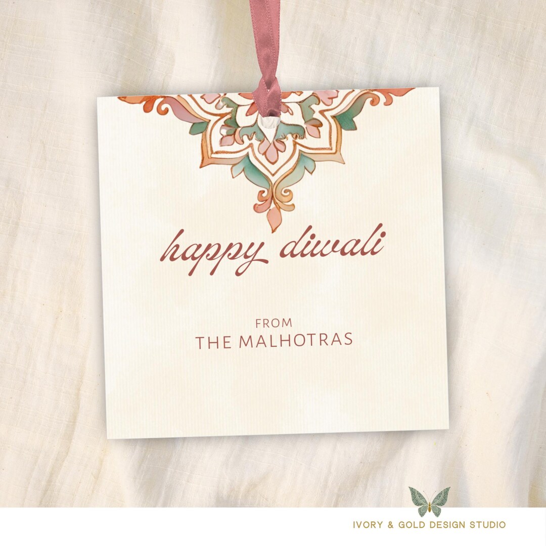 Editable Custom Diwali Gift Tag: Indian Baroque Wedding Thank You Tag ...