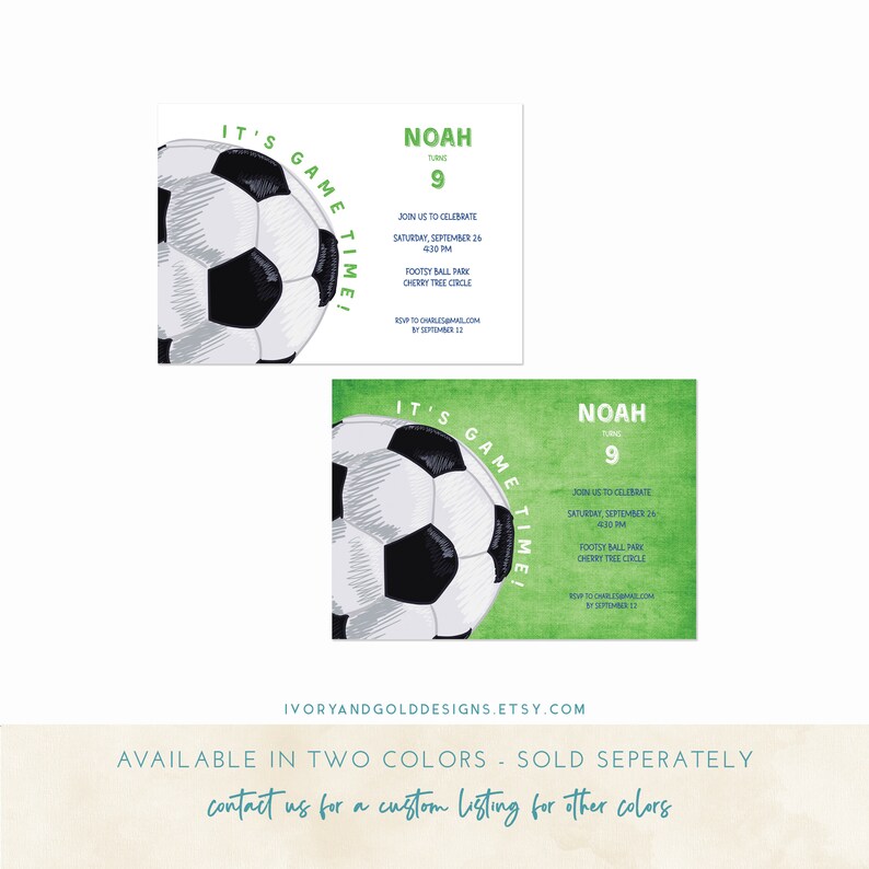 Editable Soccer Party Invitation Sport Birthday Invite Ball Game ...