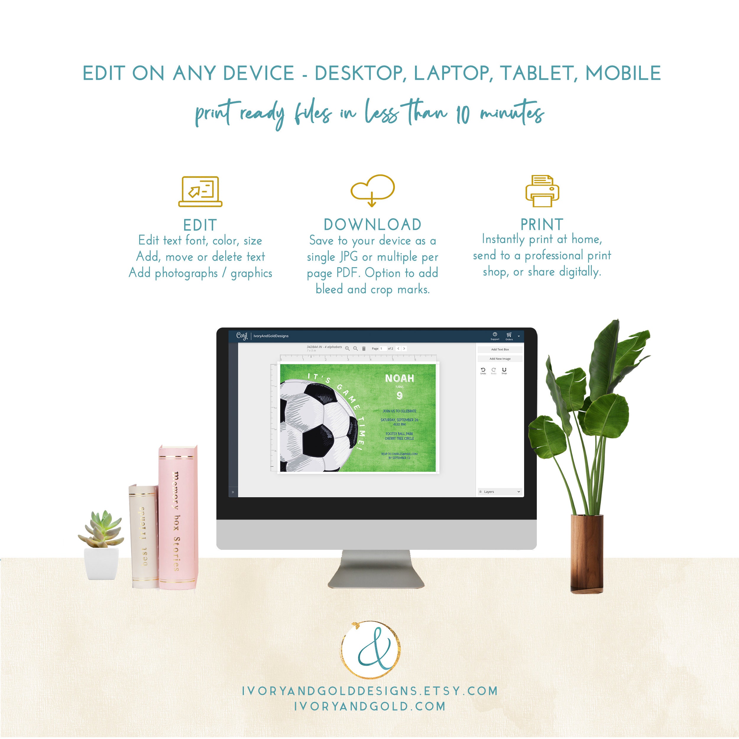 Editable Soccer Party Invitation Sport Birthday Invite Ball Game ...