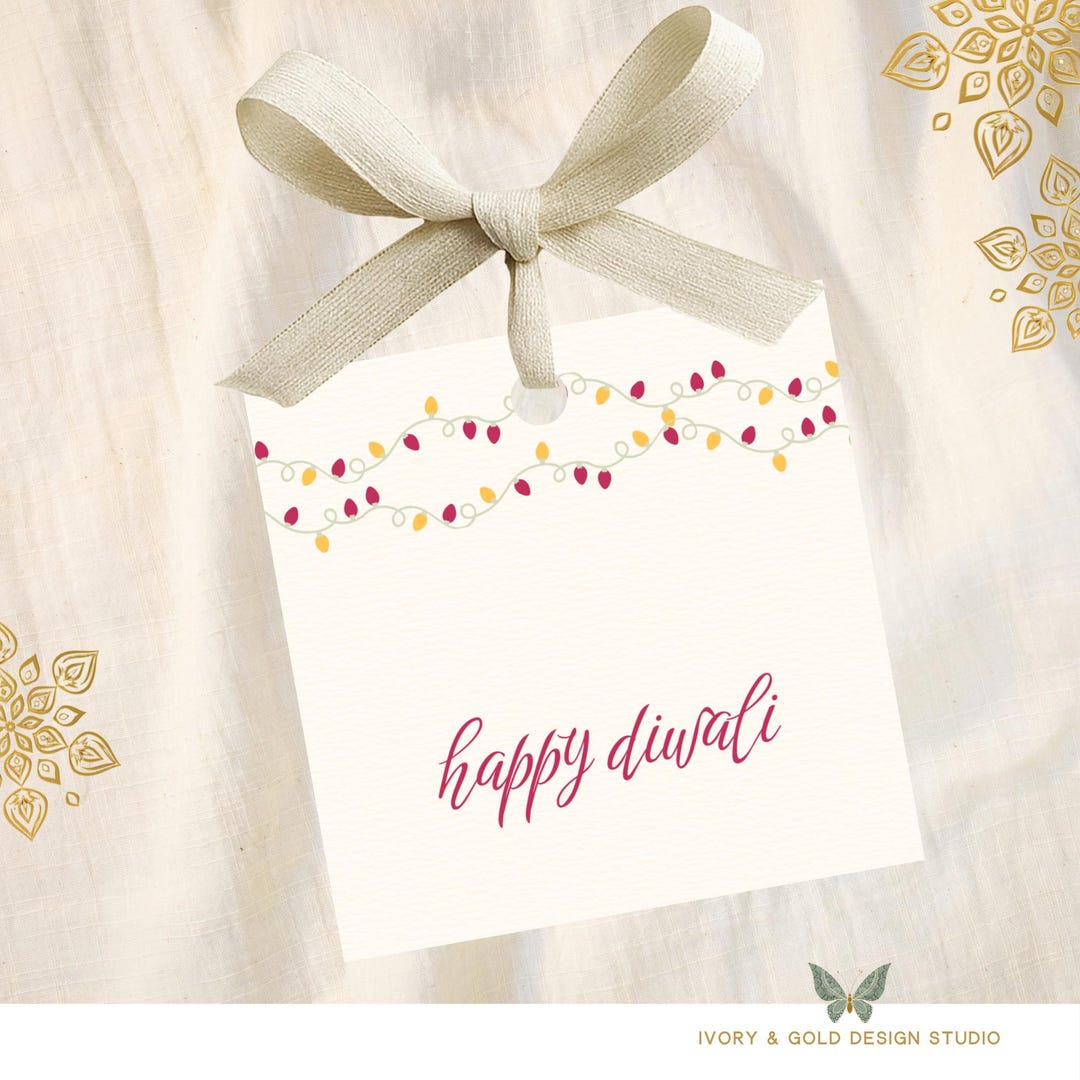 Printable Diwali Gift Tag: Happy Diwali Lights Favor Tag - Instant ...