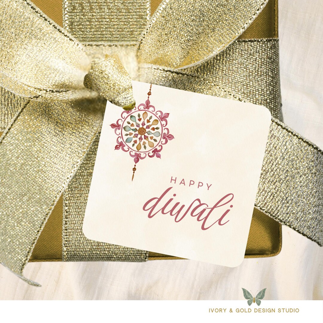 Printable Diwali Gift Tag: Happy Diwali Favor Tag, Indian Rangoli ...
