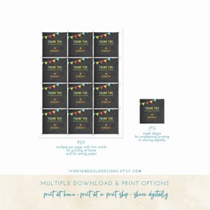 Editable Chalkboard Thank You Gift Tag Favor Bag Tag Colorful Candy ...