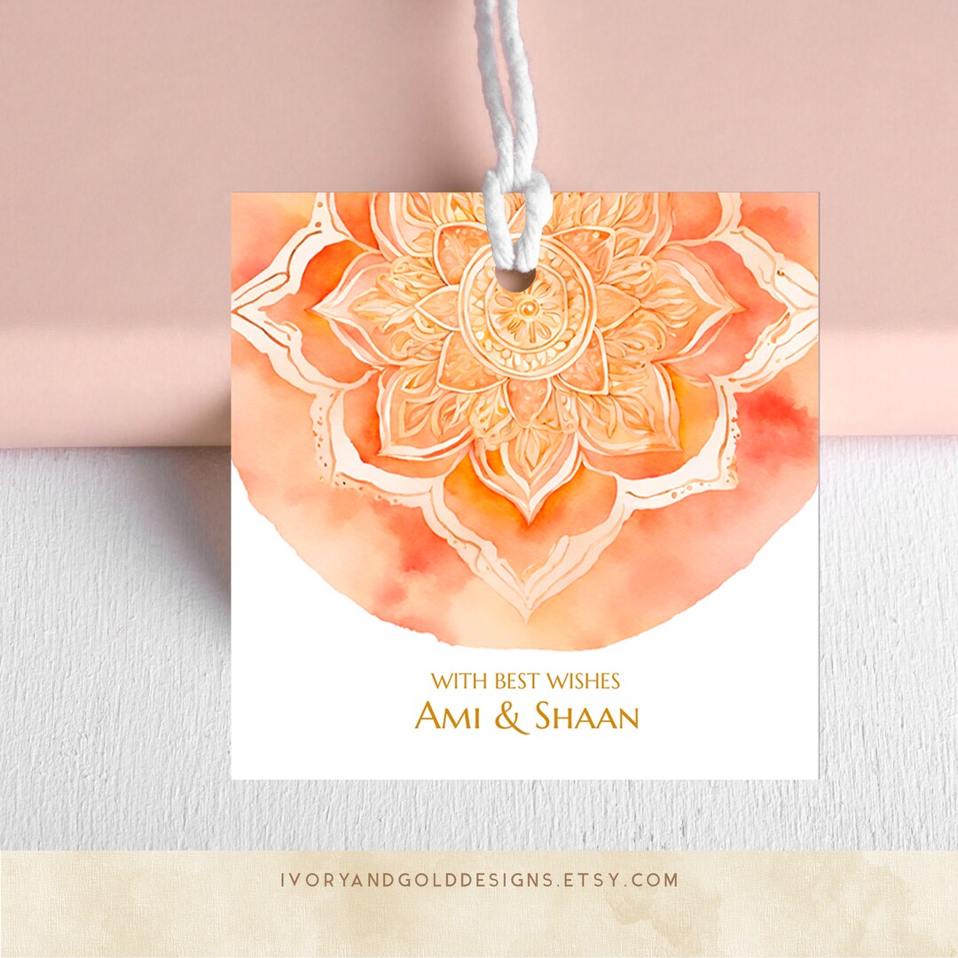 Mandala Gift Tag | Indian Return Gift Tag, Desi Wedding Thank You ...