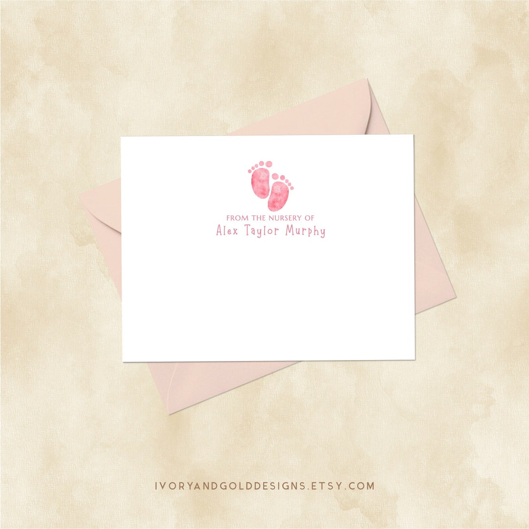 Personalized Baby Shower Note Cards from the Nursery, Baby Girl Shower ...