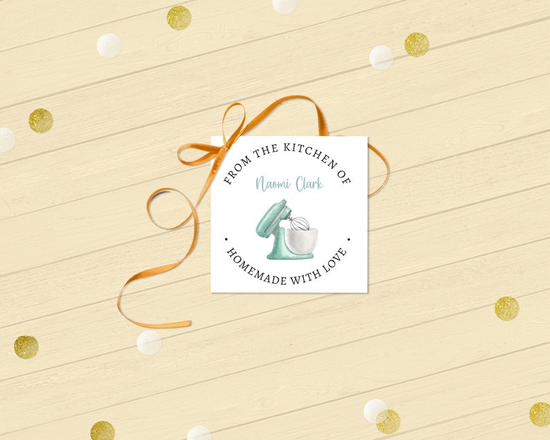 Blue Kitchen Mixer Gift Tag: Homemade With Love Label (printable ...