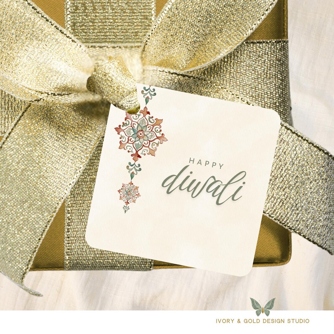 Printable Diwali Gift Tag: Happy Diwali Favor Tag, Indian Rangoli ...