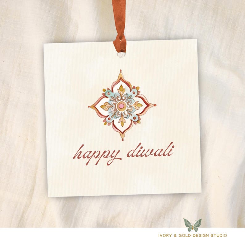 Printable Diwali Gift Tag: Happy Diwali Favor Tag, Indian Rangoli ...