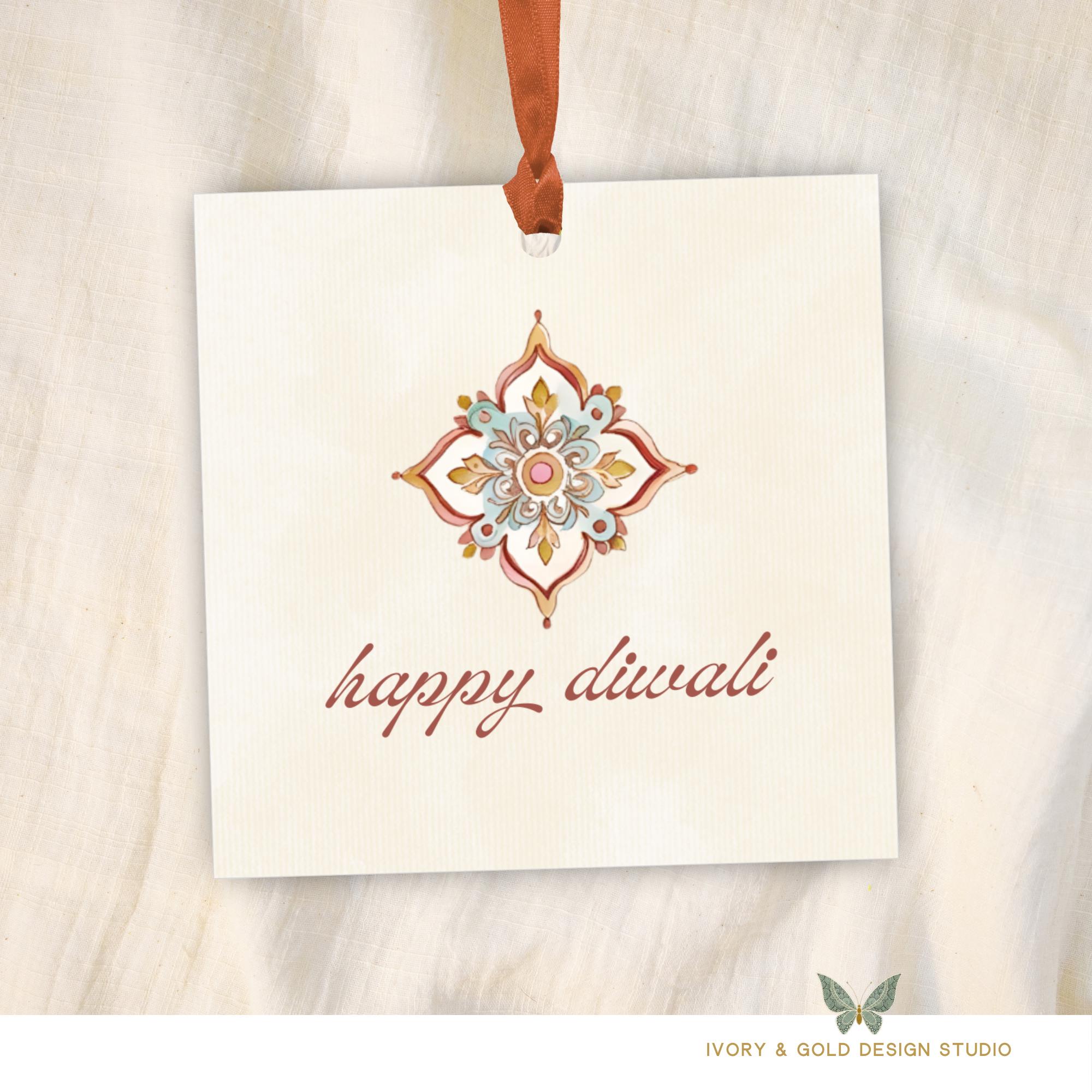 Printable Diwali Gift Tag: Happy Diwali Favor Tag, Indian Rangoli ...