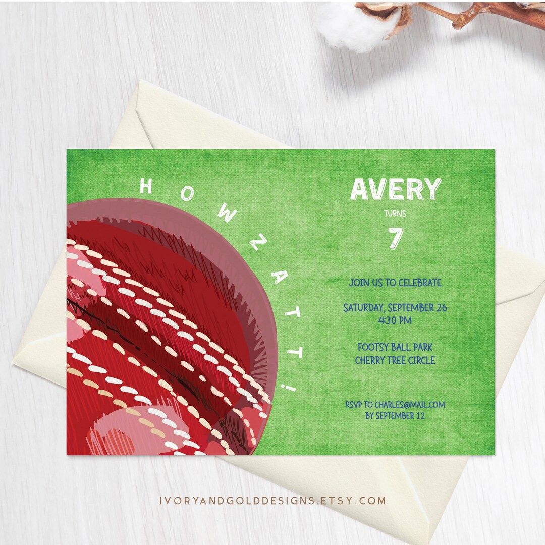 Editable Cricket Birthday Invitation: Sport Party Invite (digital ...