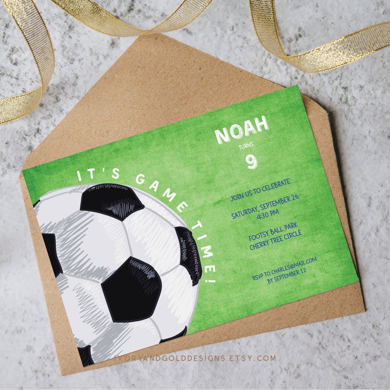 Editable Soccer Party Invitation Sport Birthday Invite Ball Game ...