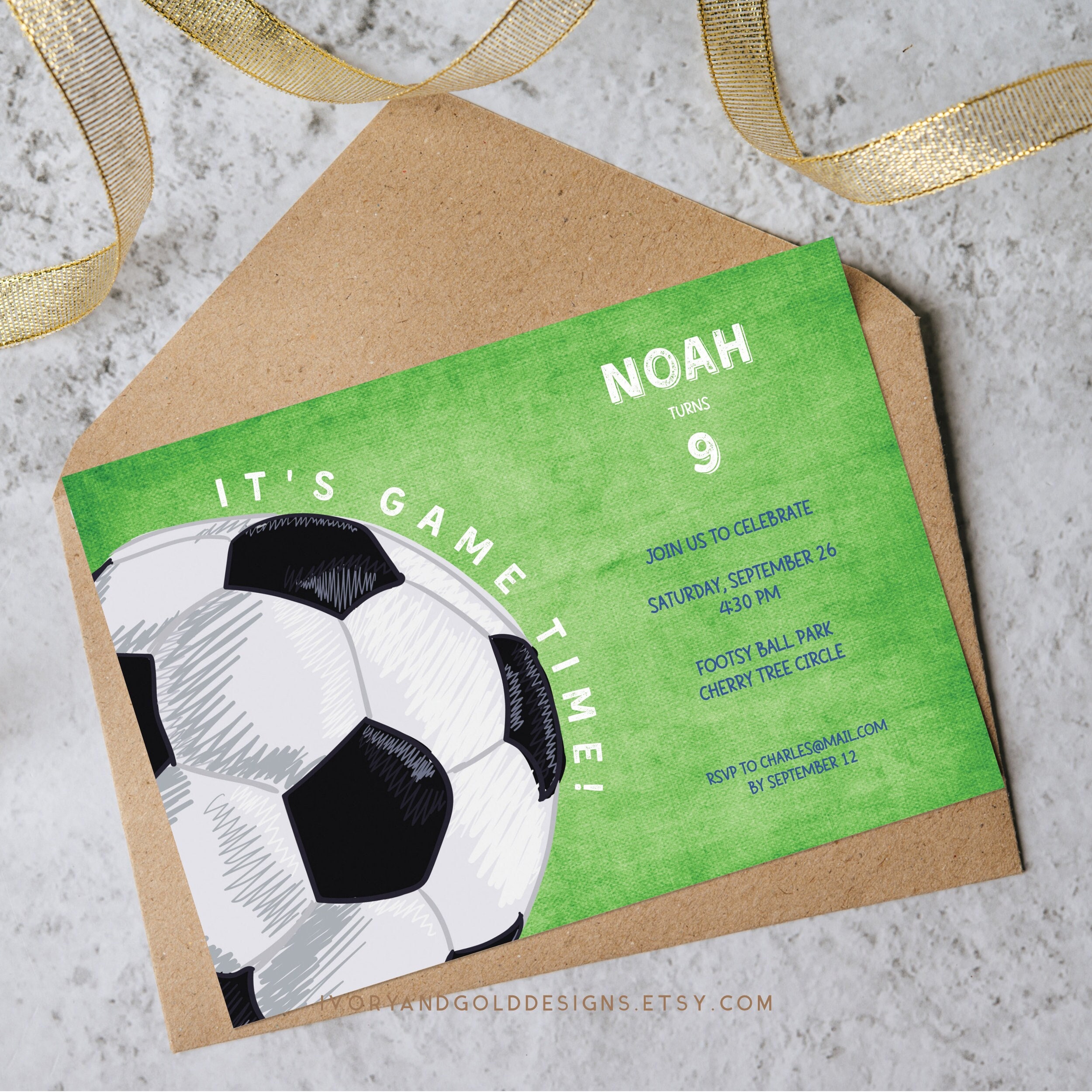Editable Soccer Party Invitation Sport Birthday Invite Ball Game ...