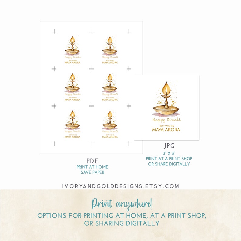 Diwali Gift Tag Watercolor Indian Desi Hindu Festival Colorful Rangoli ...