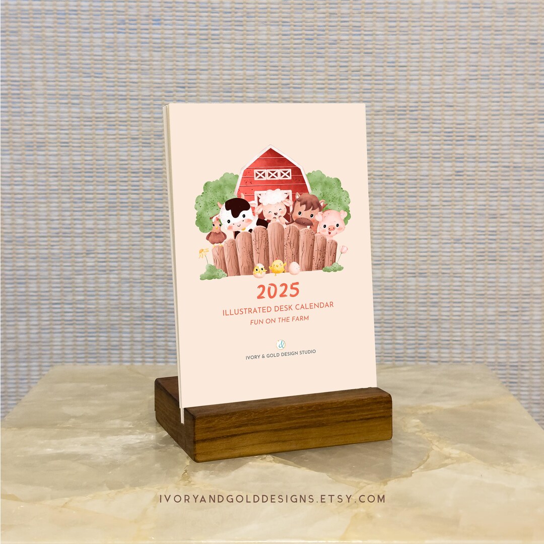 2025 Farm Animals Desk Calendar - Cute Farmland Barn Animals, Kids Room ...