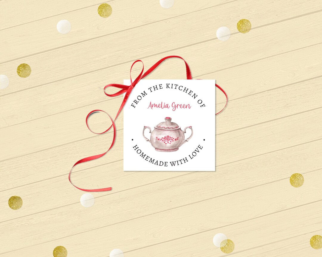 Floral Teapot Gift Tag, From the Kitchen of Tag, Homemade With Love ...