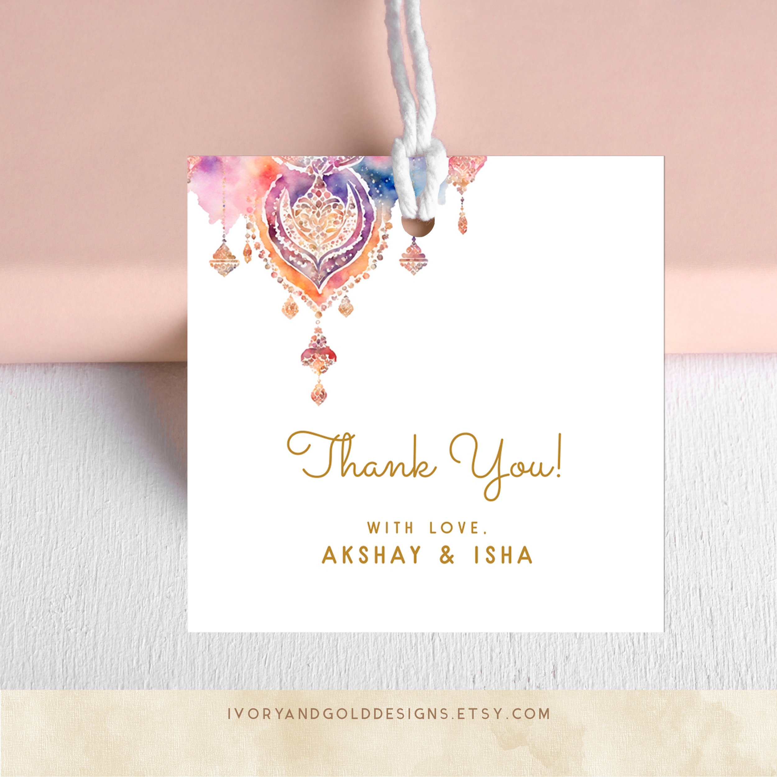 Indian Gift Tag | Return Gift Tag, Thank You Card, Desi Wedding Favor ...