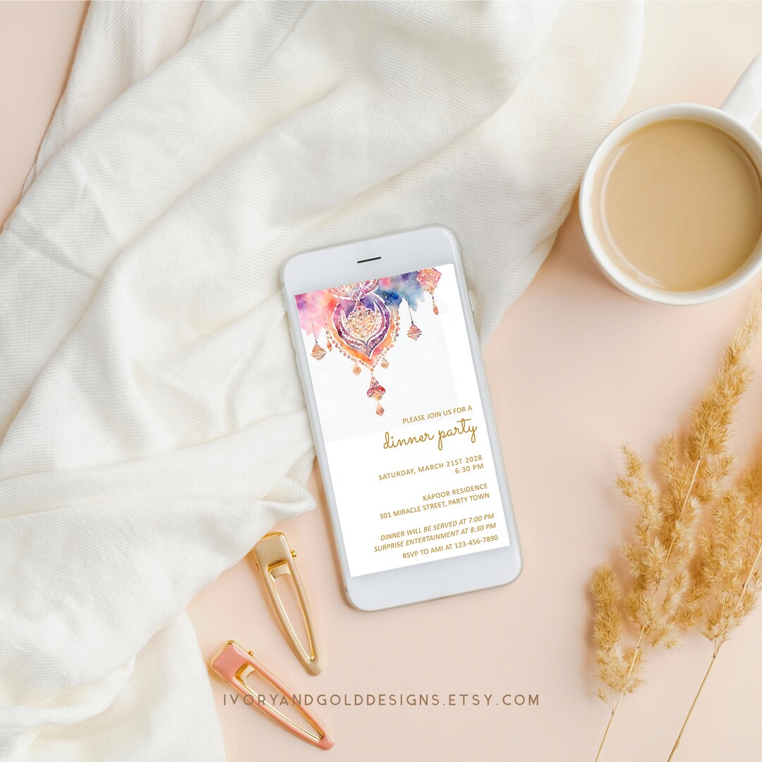 Indian Dinner Party Invitation: Festive Digital Evite - Etsy