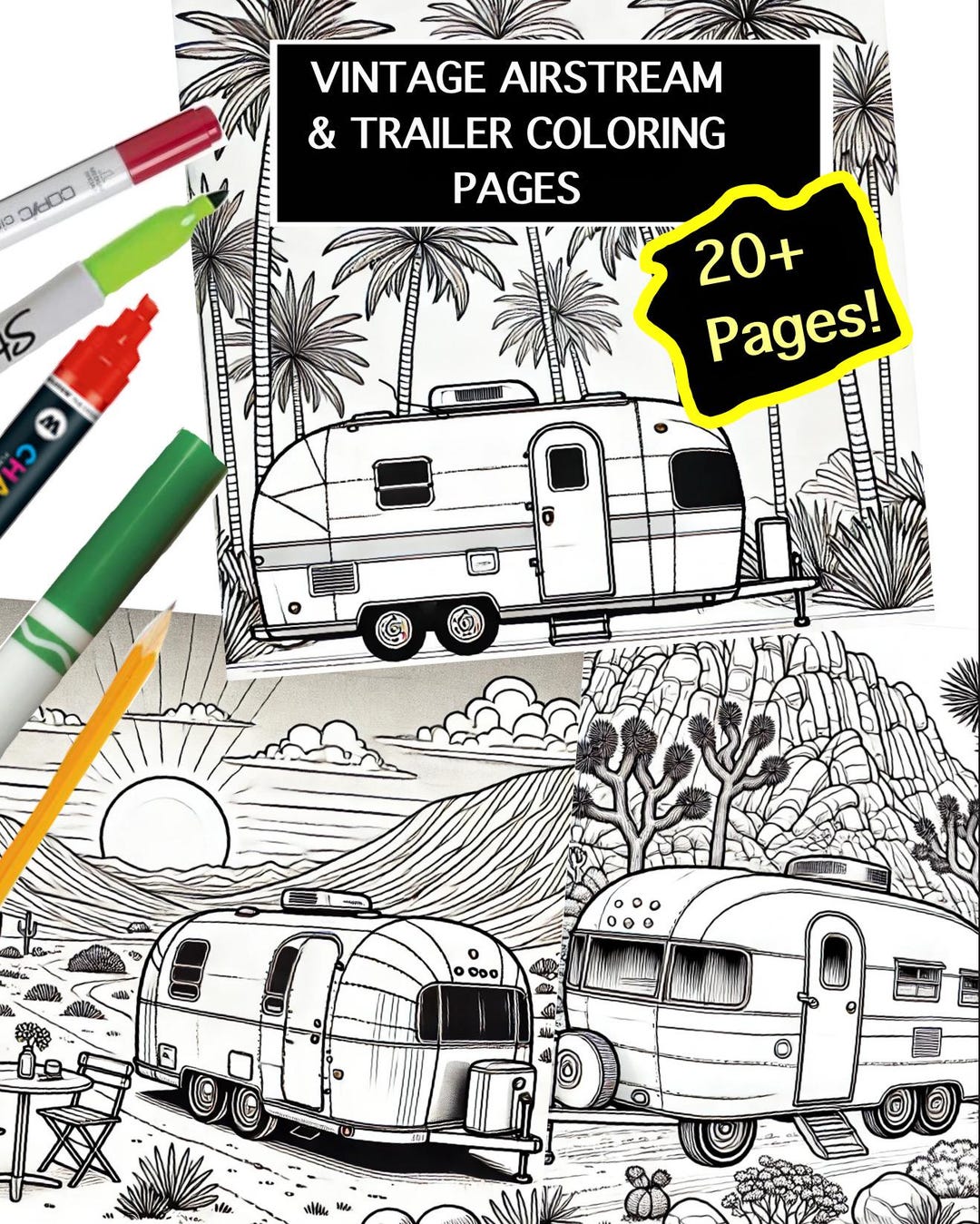 Airstream + Vintage Trailer Coloring Pages! Instant Download - Etsy