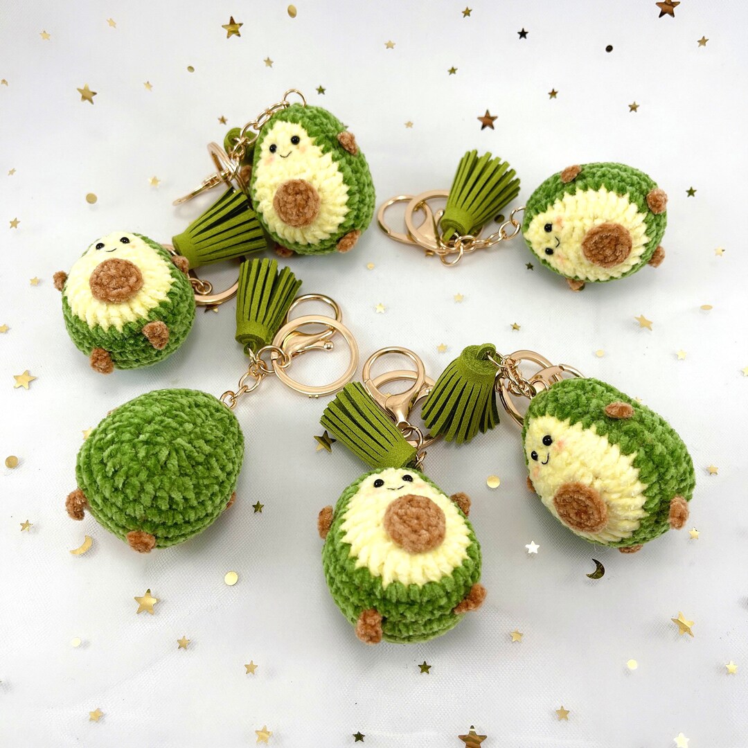 Amigurumi Avocado Keyring, Avocado Keychain, Crochet Avocado, Crochet ...