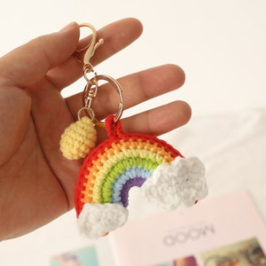 Crochet Rainbow Keychain, Rainbow Keychain, Amigurumi Rainbow Keychain ...