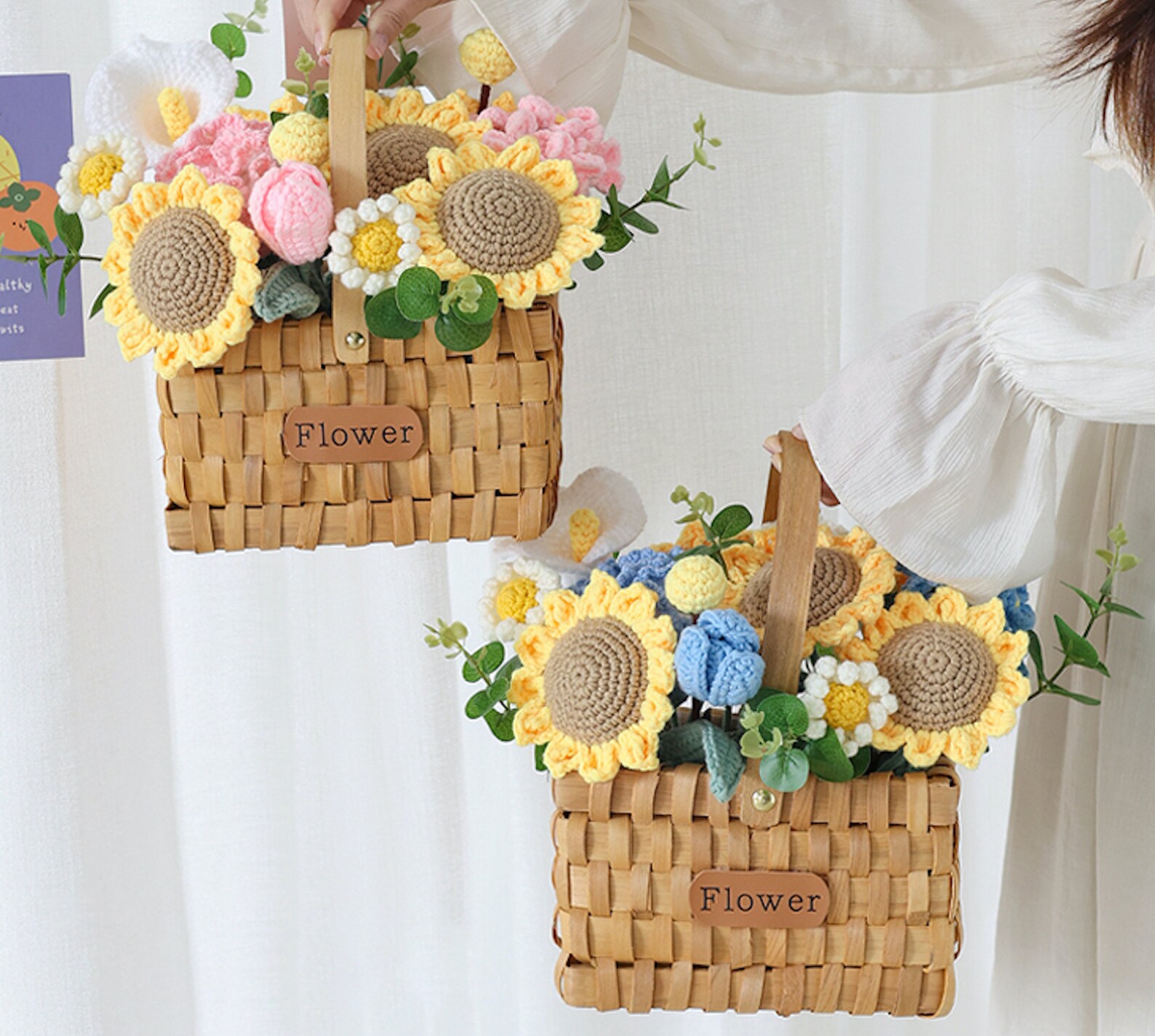 Crochet Sunflower Basket Crochet Flower Basket Handmade - Etsy