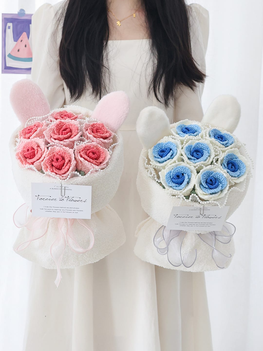 Handmade Rose Flowers Bouquet Crochet Flower Bouquet Bouquet - Etsy