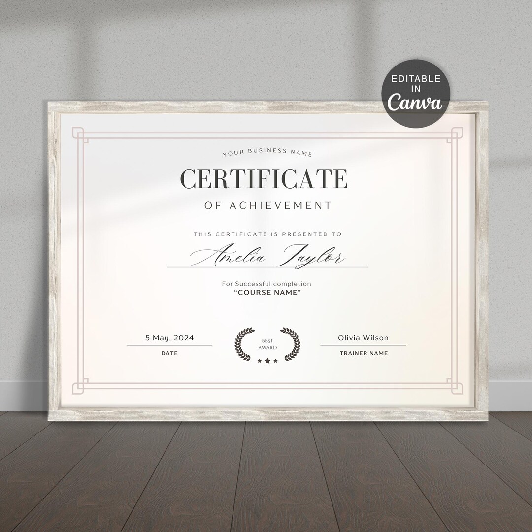 Certificate of Completion Template, Printable Course Certificate ...