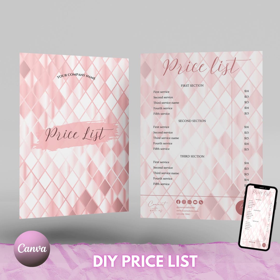 Price List Template, Editable Beauty Salon Pricing Template Design ...