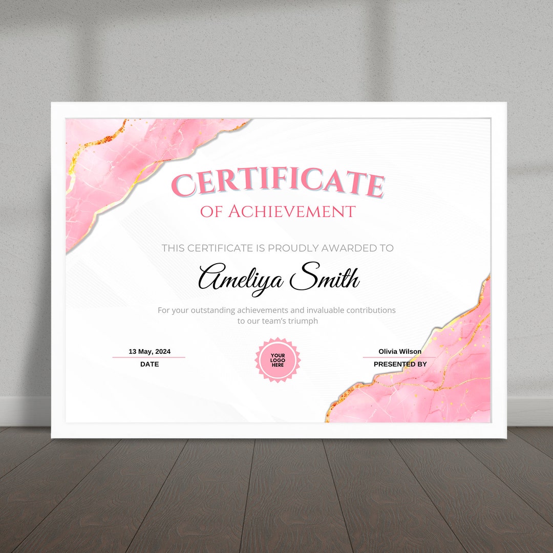 Editable Certificate Template, Certificate of Completion Marble ...
