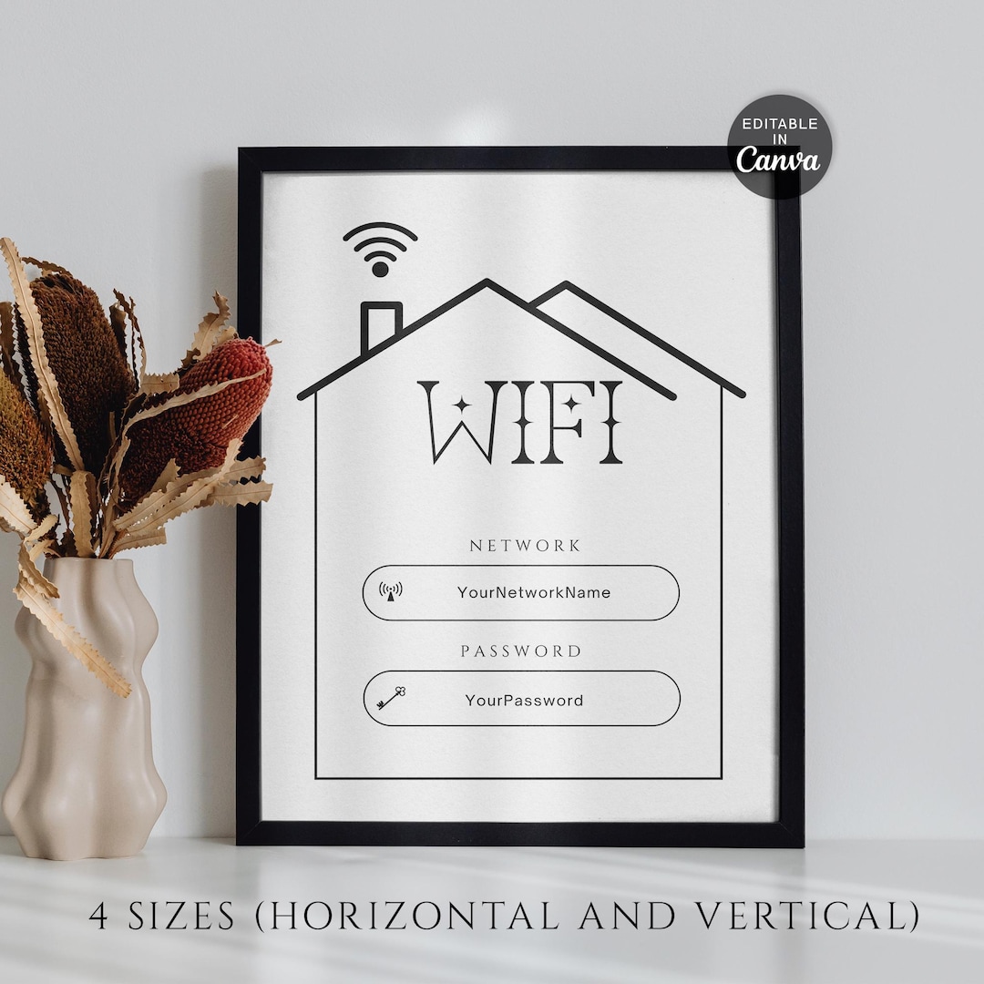 Wifi Sign, Wifi Password Sign, Printable Wifi Sign, Editable, Instant ...