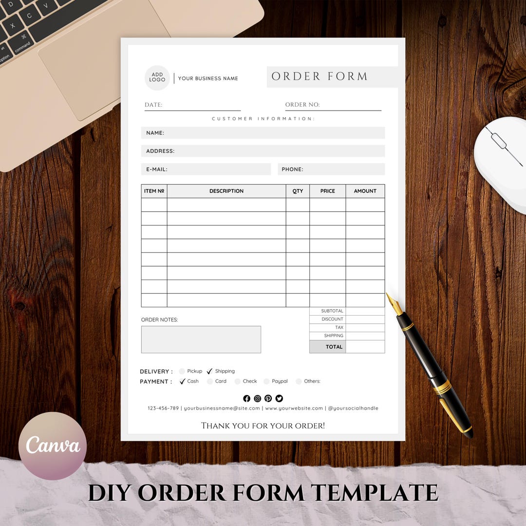 Order Form Editable | Crafters Order Form Template | Small Business ...