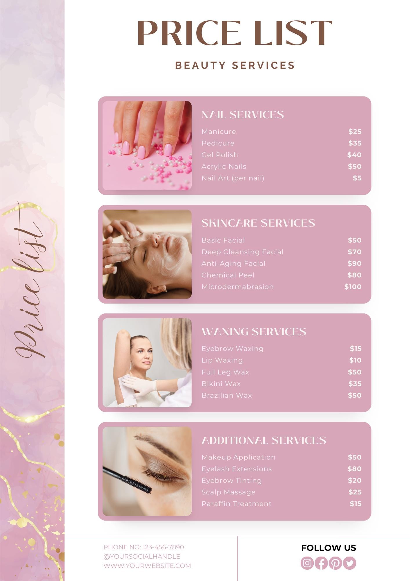 Price List Template, Editable Beauty Salon Pricing Template Design ...